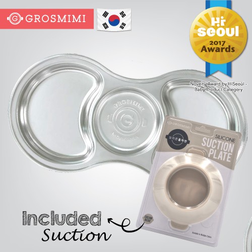 GROSMIMI Korea Stainless Baby Food Tray (Include Non-Slip Silicone ...