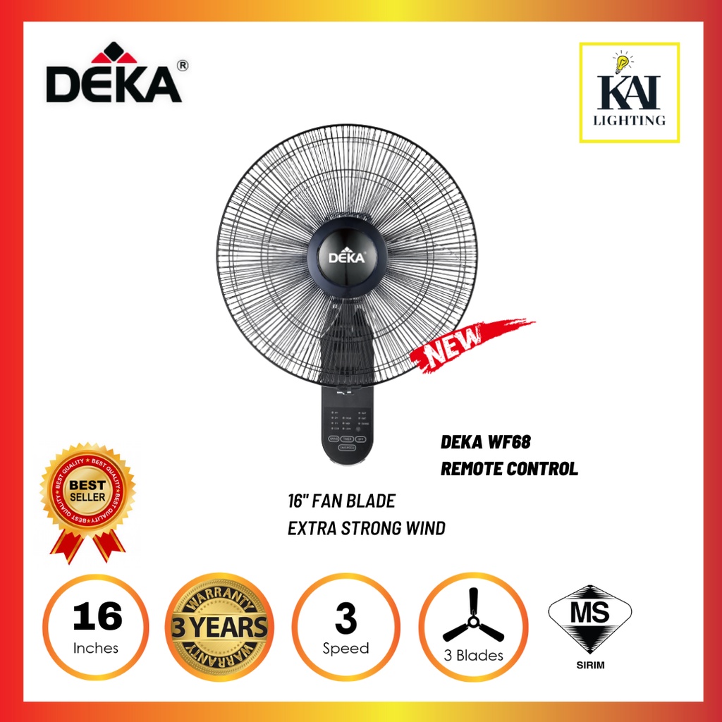 DEKA REZO Mava Wall Fan WF58/U20/WF26R 3 Speed 3 Blades Pull String ...