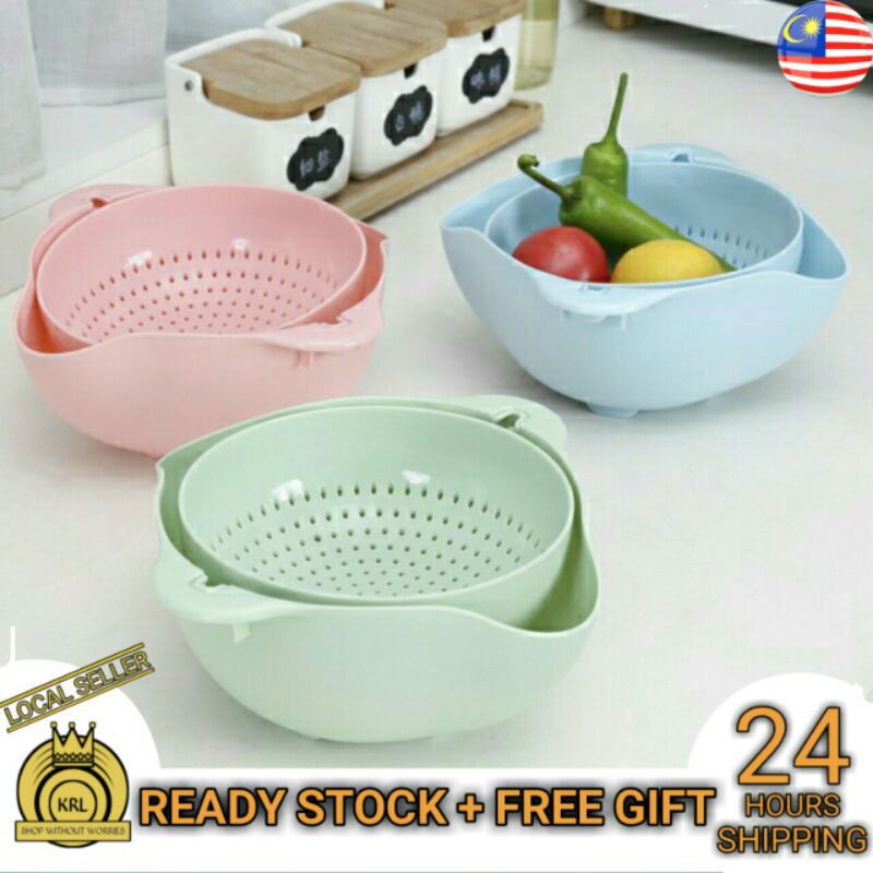 KRL Double Layer Anti Spill Rotating Drain Basket (LOCAL SELLER/ READY ...