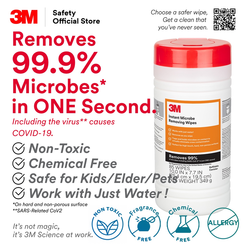 3M Instant Microbe Removing Wipes/ Cleaning Wipe/ Removing 99.9% ...