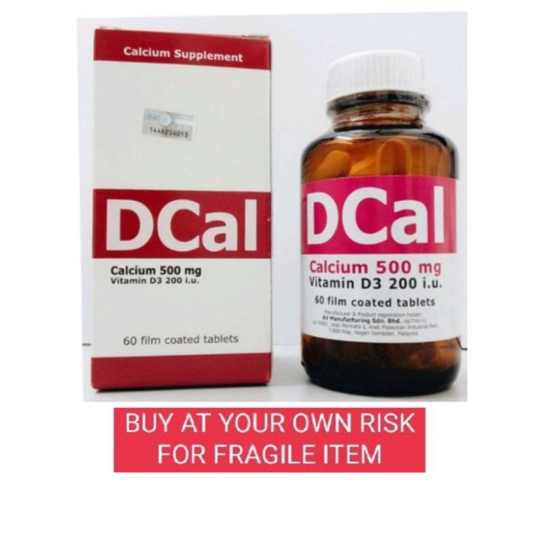 DCal Calcium 500mg Vitamin D3 200iu x60's (Exp 8/2027) | Shopee Malaysia