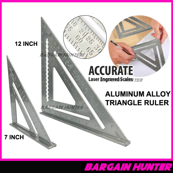 7 INCH OR 12 INCH Aluminium Alloy Triangle Angle Ruler Square Ruler ...