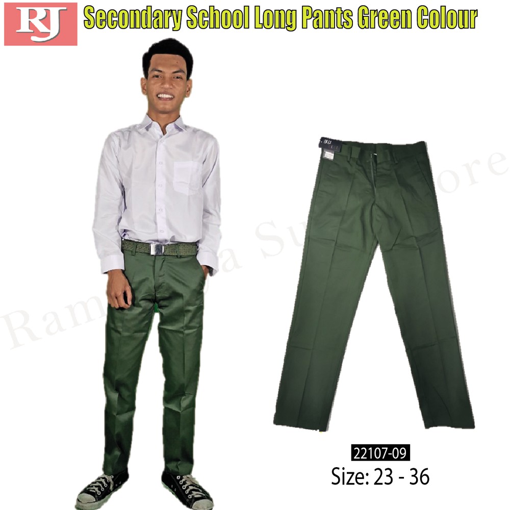 Seluar Sekolah Menengah Hijau Secondary School Long Pants Green RJ ...
