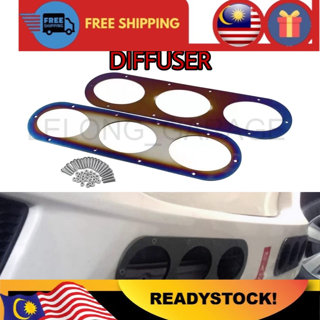 NEW ARRIVAL2PCS TITANIUM BLUE HKS 6 Hole Aluminum Rear Bumper Diffuser ...