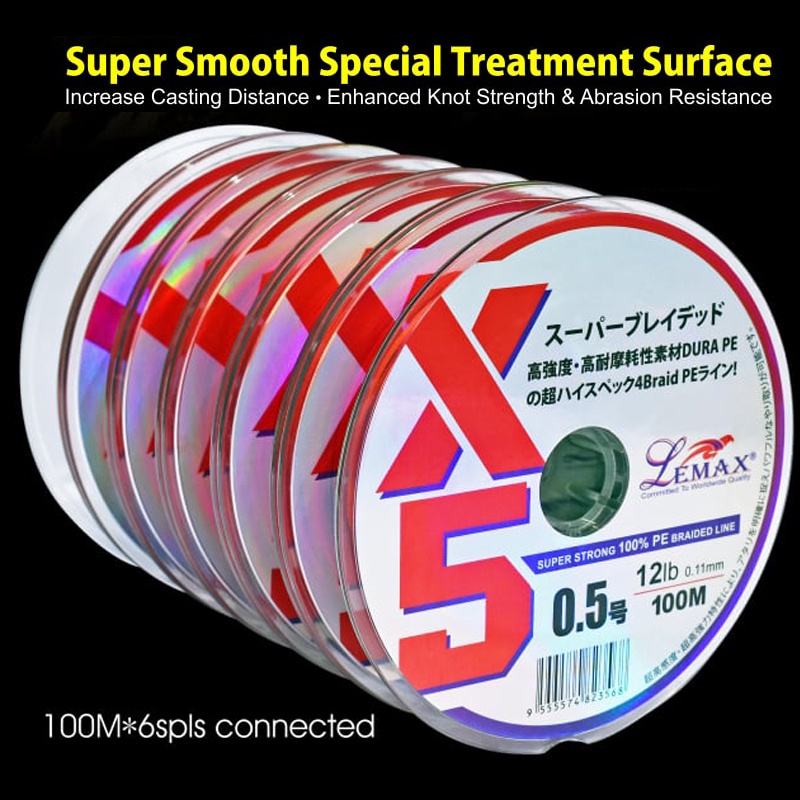 KFT LEMAX X5 100M Super Strong 100% PE Braided Lines | Shopee Malaysia