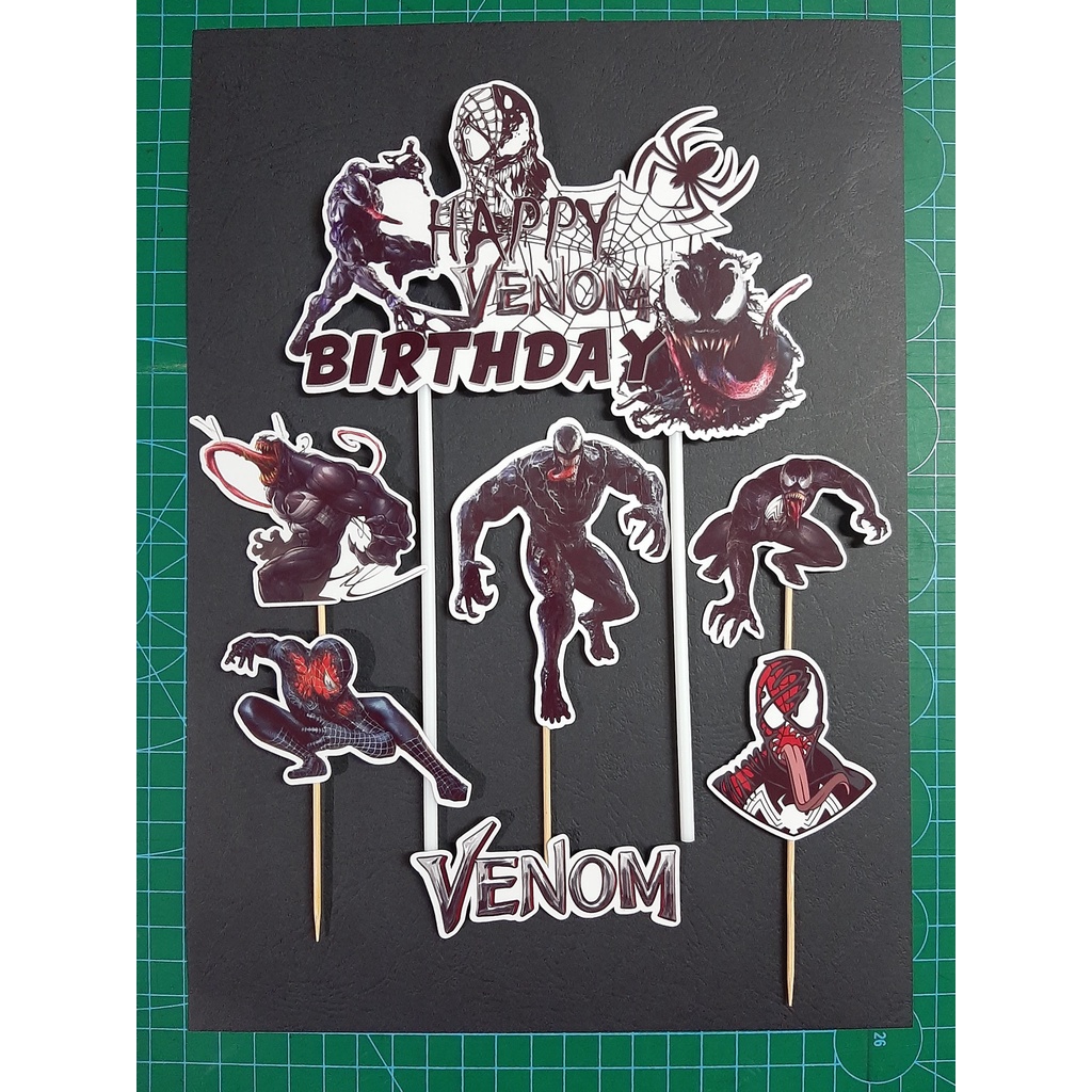 VENOM cake Topper Readymade Ready stock Laminated Happy Birthday ...