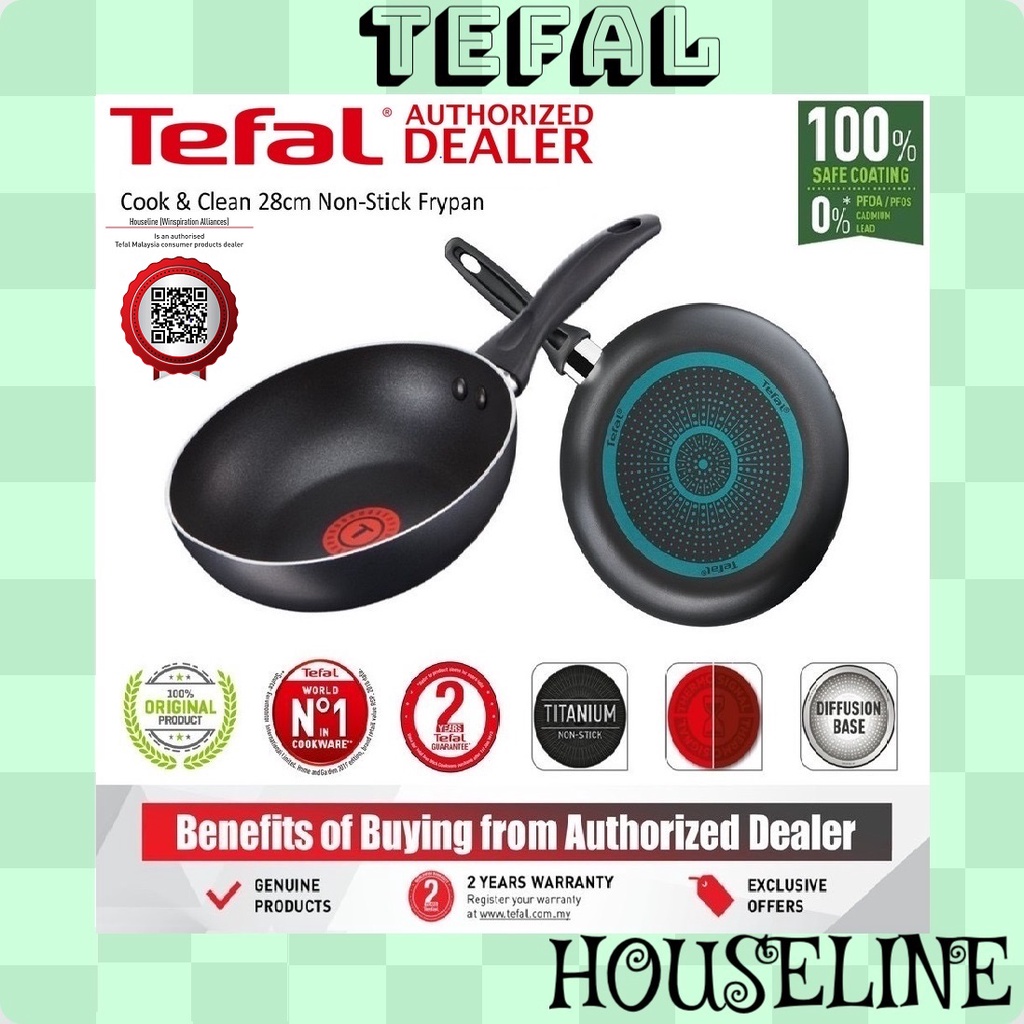 (6.6 SALES!!) NEW READY STOCK Tefal Cook & Clean 28cm Non Stick Deep Frypan Fry Pan B22506 ...