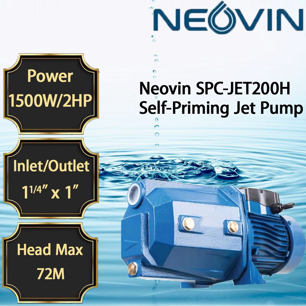 Neovin 2HP 1500W SPC-JET200H Self-Priming Jet Water Pump High Head Max ...