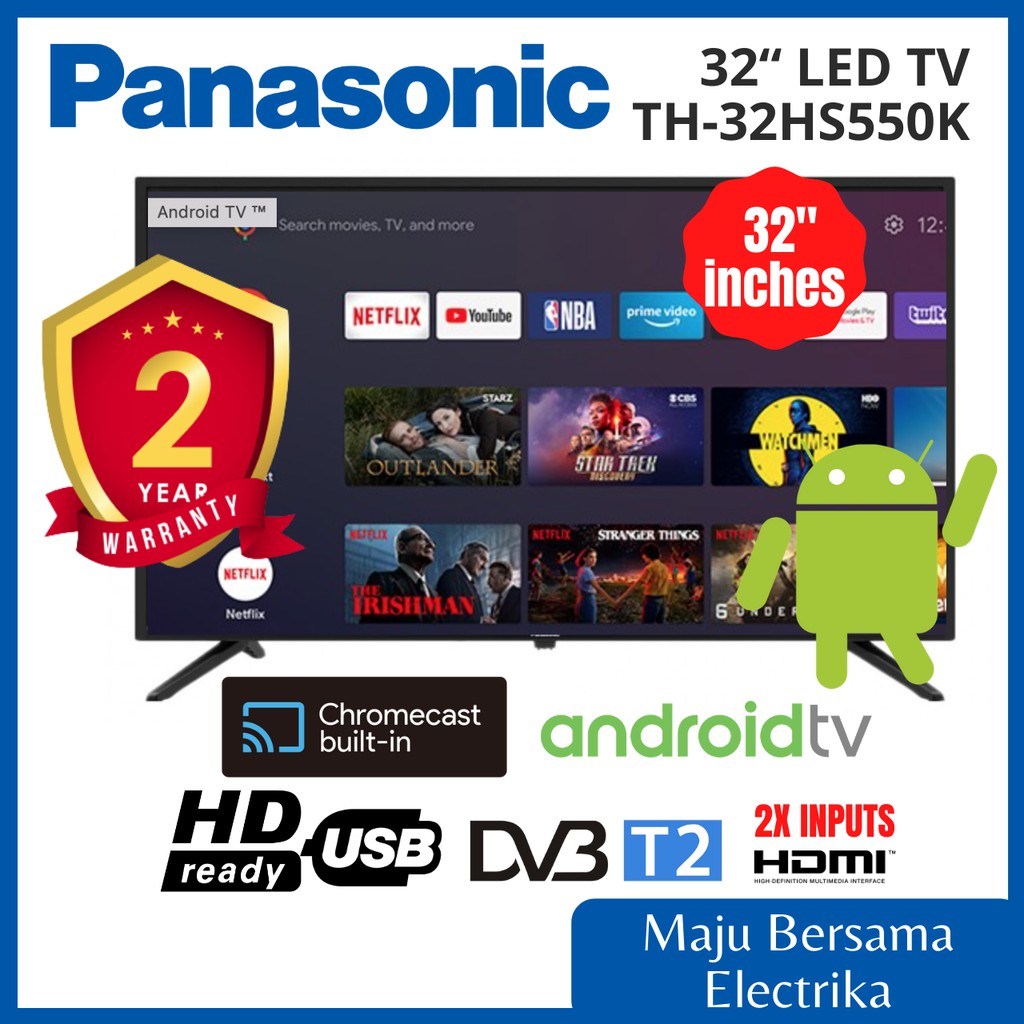 Panasonic 32'' HS550 Stylish Slim Bezel & IPS Panel LED TV TH-32HS550K Android TV 32 INCH ...