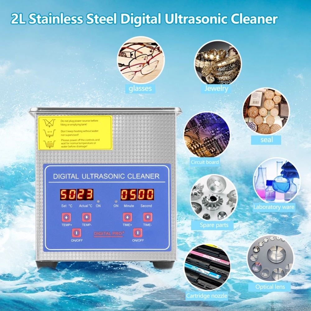 2L Digital Ultrasonic Cleaner Adjustable Heating Timing Cleaning ...