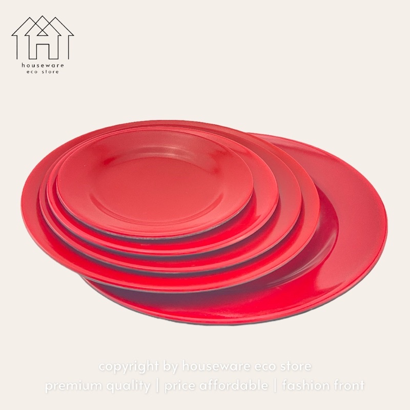 Round Melamine Plate Red Black Plate Bone Dish Imitation Dish Disc Flat ...
