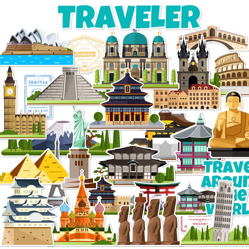 29pcs TRAVEL AROUND WORLD Vinyl Decal graffiti STICKERS bomb for laptop ...