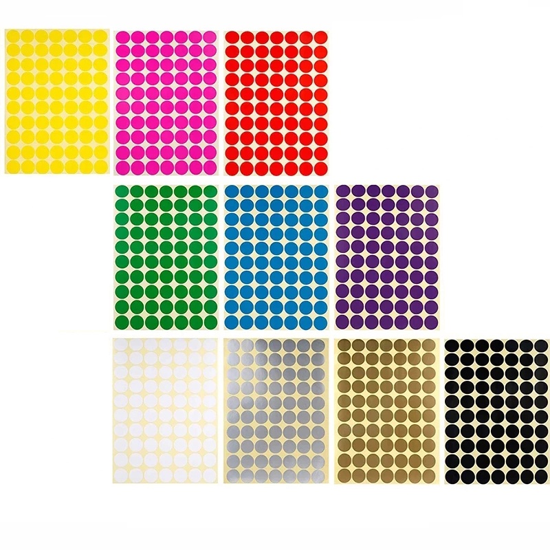 70Pcs/Sheet 10 Colors Color Sticker 19mm Coded Adhesive Label Dot ...