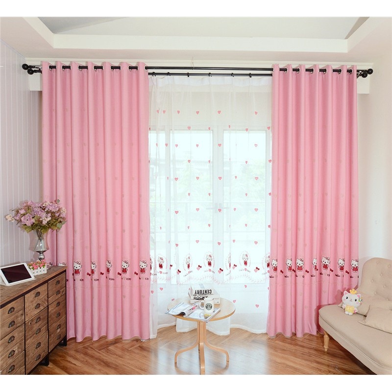 AnneyOneDecor Lovely Embroidery Pink Blackout Curtain for Living Room ...