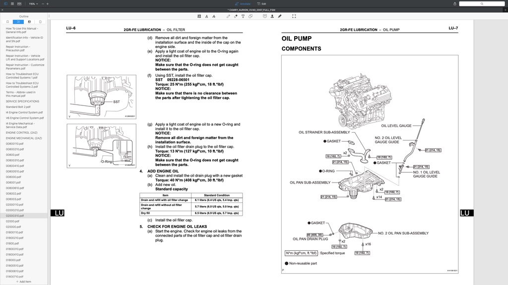 TOYOTA CAMRY ACV40 GSV40 (2006-2011) SERVICE REPAIR WORKSHOP MANUAL ...