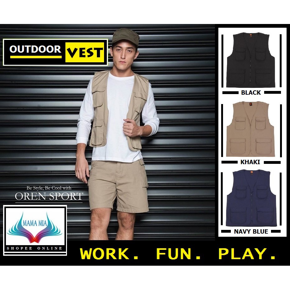 Fisherman Vest / Jaket Pemancing OREN SPORT - Khaki VT03 | Shopee Malaysia