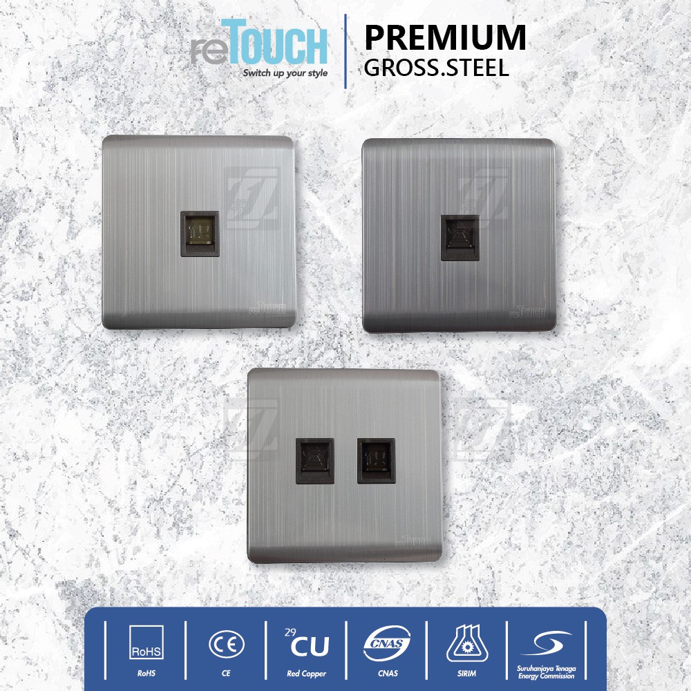 [Sirim] Retouch Premium Gross Steel Aluminium Data Cat5e, Cat6, Tel, 2G ...