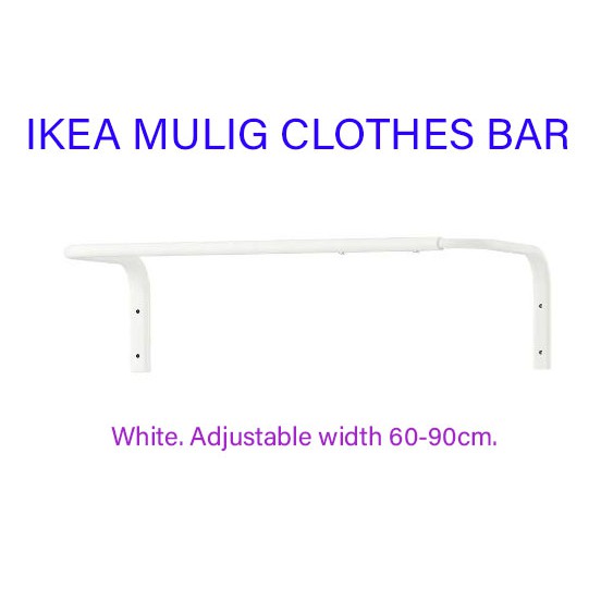 (CLEARANCE) MULIG Clothes Bar / White / Adjustable width 60-90cm ...