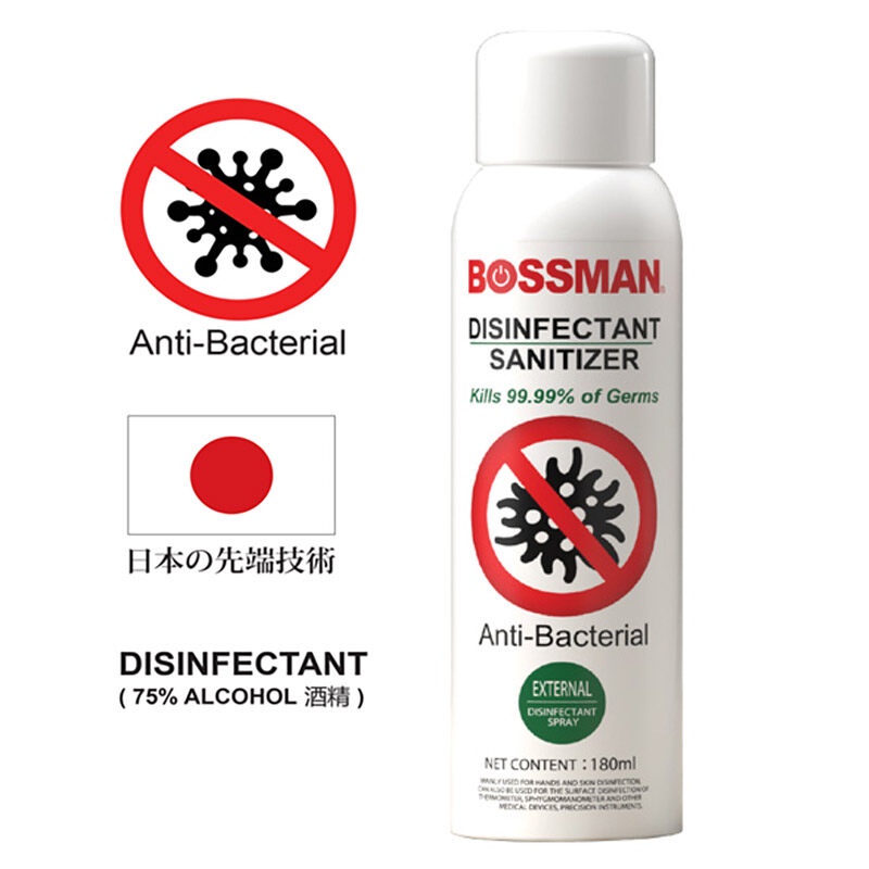 🔥 Ready Stock 🔥 BOSSMAN Hand Sanitizer Spray 75% Alcohol 100ml / 180ml ...