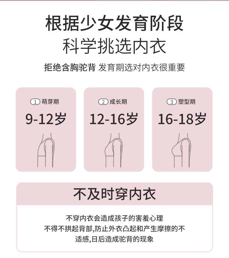 12-18 Years Old Girls Vest Bra Two-Stage Developmental Bra 34-42A Cup ...