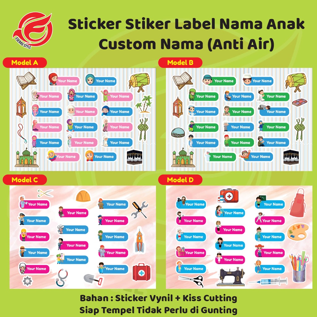 Custom Children's Name Label Stickers with Character Names (Waterproof ...