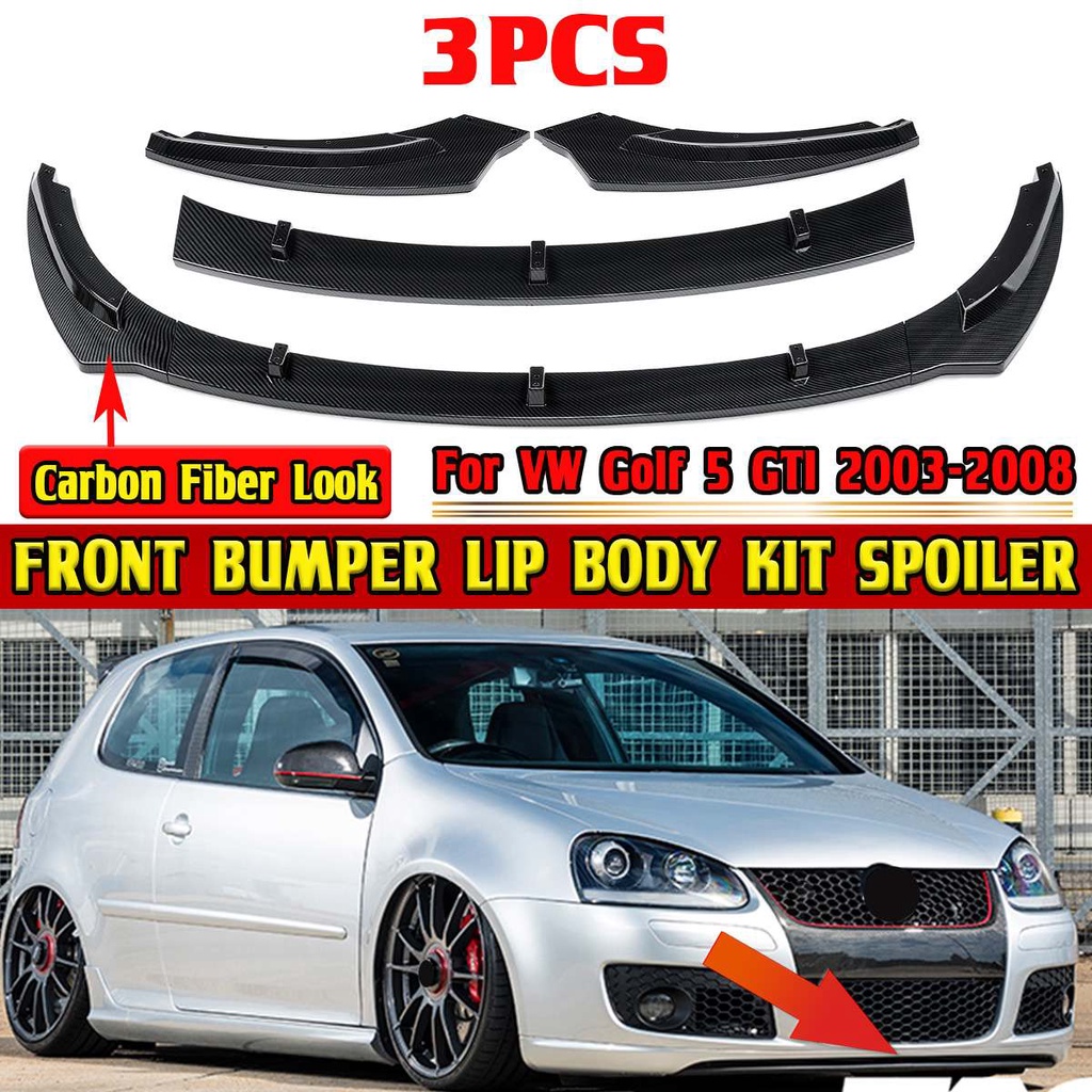 Black/Carbon Fiber Look Front Bumper Lip Spoiler Chin Body Kits ...