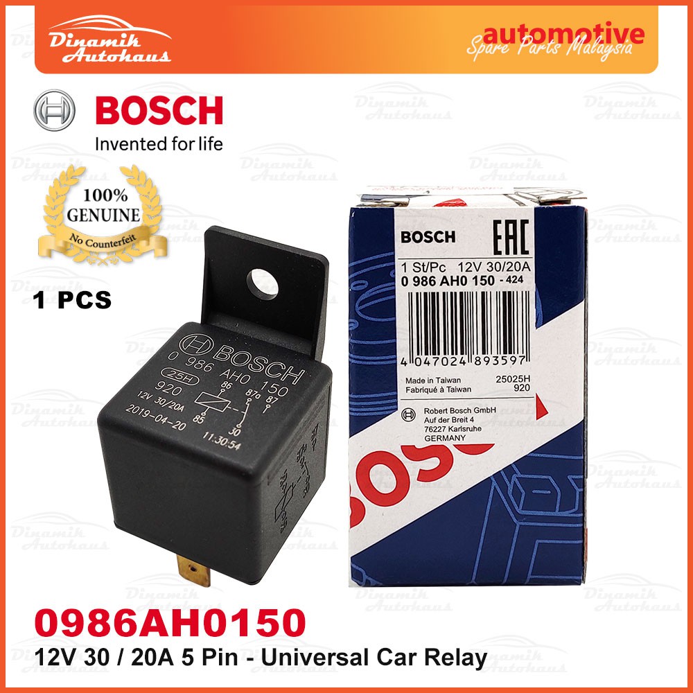 Bosch Universal Automotive Car 5 Pin 87A Relay 12V 30A / 20A - Bosch 5 ...