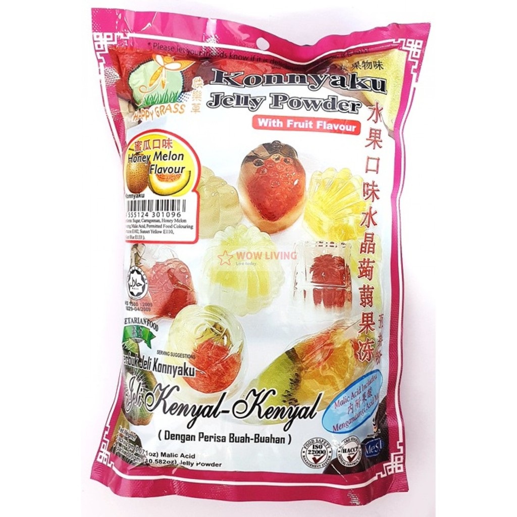 Happy Grass Konnyaku Jelly Powder 300g (Grape/ Honey Melon/ Mango ...