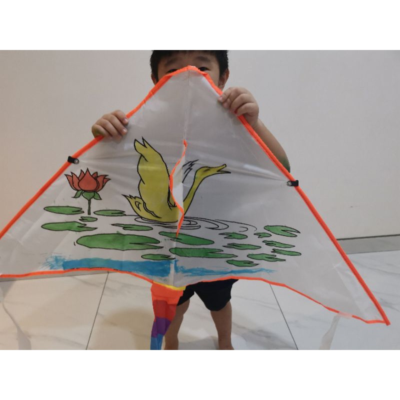 Ready Stock!! Diy Kite Painting Kite With Plastic Kite String Hoop ...