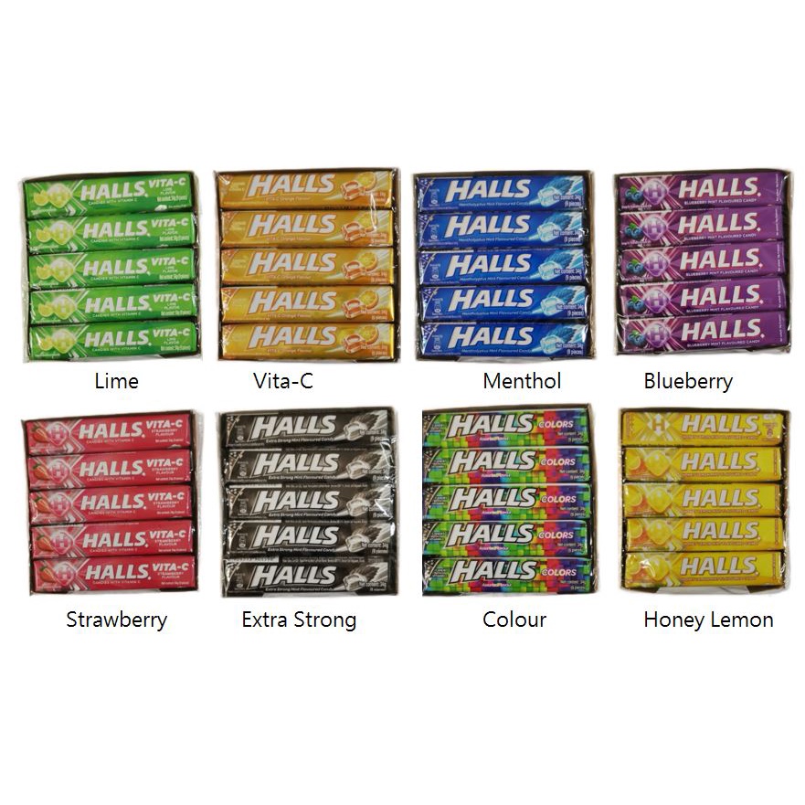 Halls Stick Mint Candy / Gula-gula Mint 薄荷糖 34g x 20 sticks / Box | Shopee Malaysia