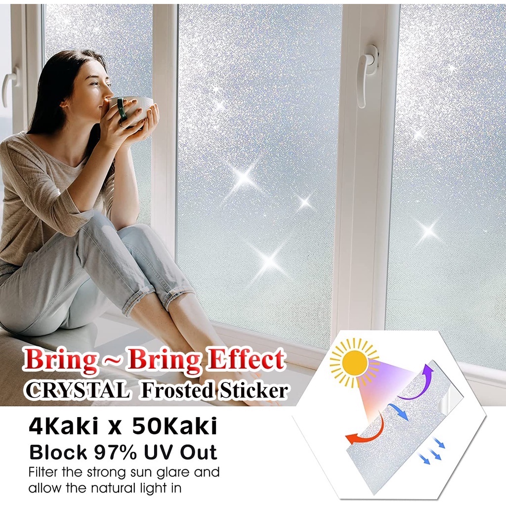Crystal Frosted(Bling Bling Effect)Window Tinted Film Privacy Anti UV ...
