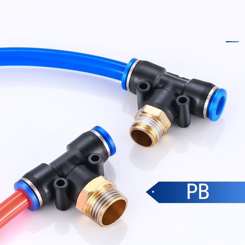 Pneumatic quick connector gas pipe connector pb4-m5 / t-tee straight thread 6-01 / 8-02 / 10-03 ...