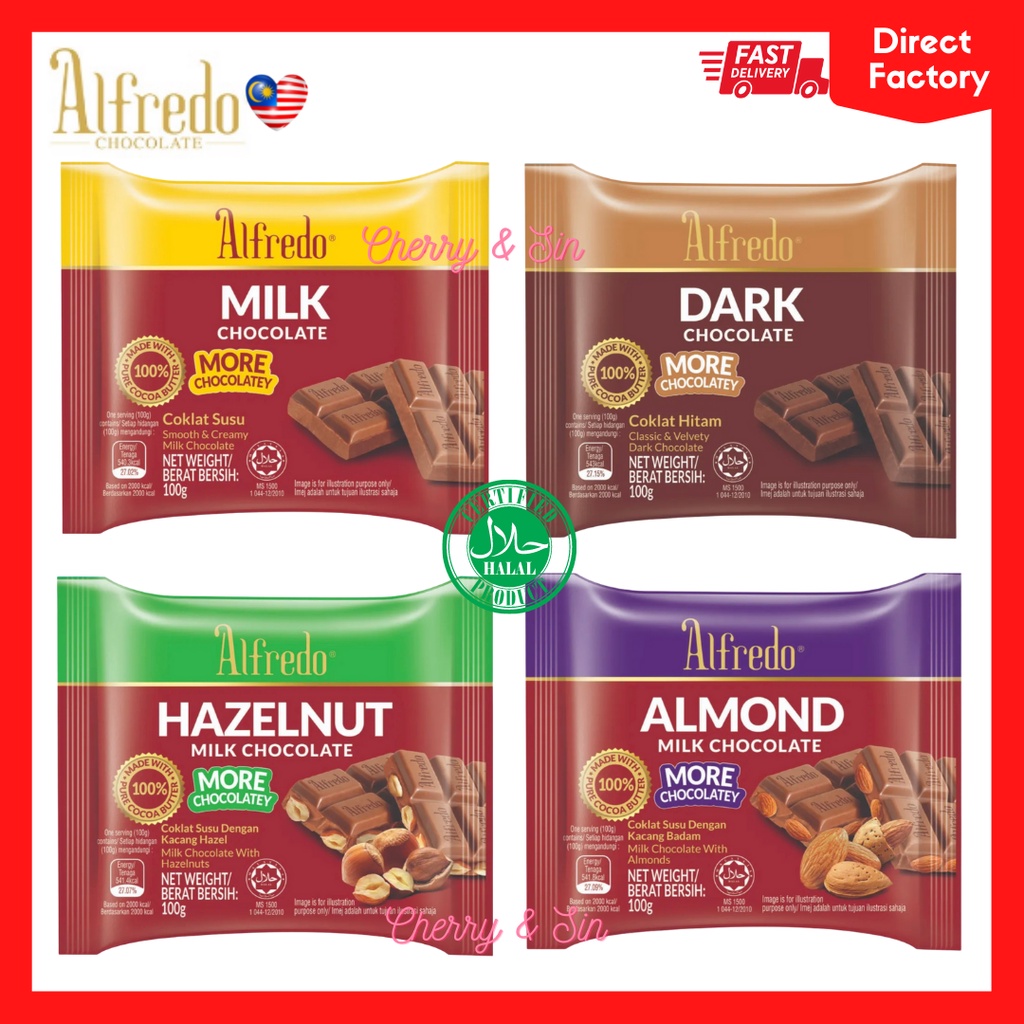 【READY STOCK】ALFREDO Bar Milk/Dark/Almond Milk/Hazelnut Milk Chocolate ...
