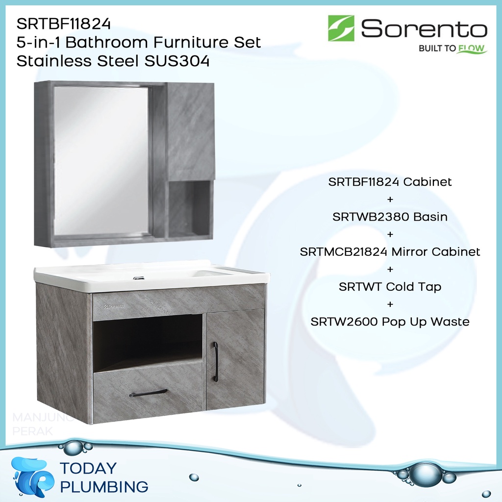 Sorento SRTBF11824 5-in1 Stainless Steel SUS304 Bathroom Furniture Set ...