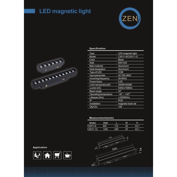 🔥Premium Quality🔥ZEN LED Magnetic Track Light 48V DC Black Colour ...