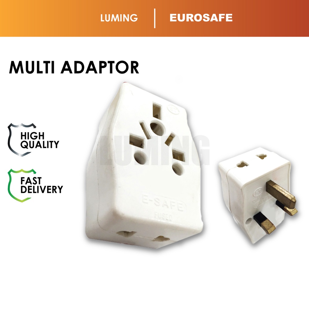 LMG_ 3 Way Universal Adapter 13A 3 Pin UK Plug Multi Adaptor Neon Light ...