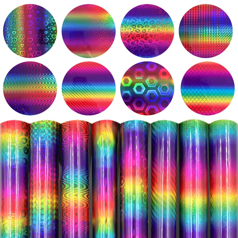 Holographic Sparkle Rainbow Gradient Indoor Adhesive Vinyl for Crafts ...