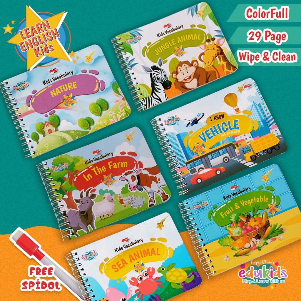 Mini book children's book wipe clean book activity first word kids ...