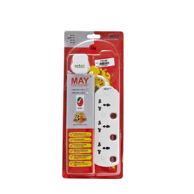 May 3 Gang Universal Type Multi Extension Socket (3 Meter) Kilang ...