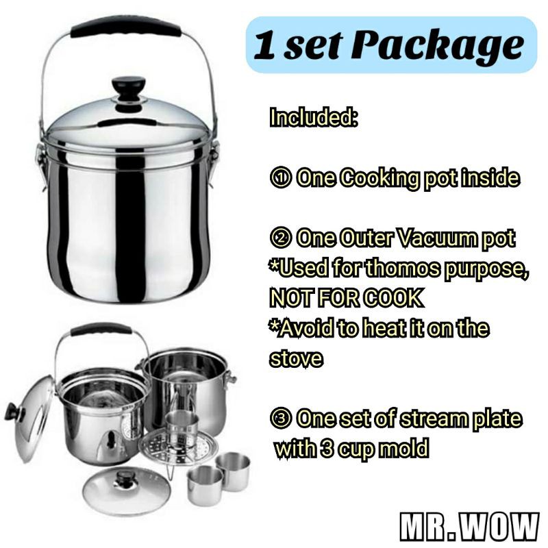 Value Set of Stainless Steel Vacuum/ Cooking Pot with heating plate ...