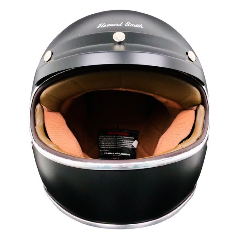 Full FACE RETRO CAFE RACER HOWARD SMITH DEEP BLACK SG CARGLOSS HELMET ...