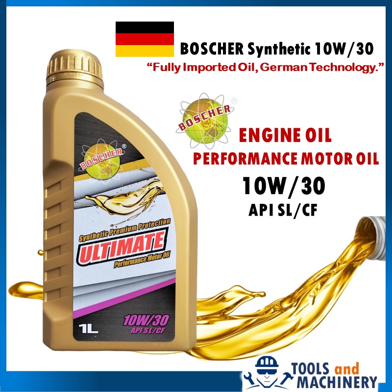 Boscher 10W30 SL/CF Ultimate Synthetic Engine Oil 1Liter For Proton/Perodua/Toyota/Honda/Nissan ...