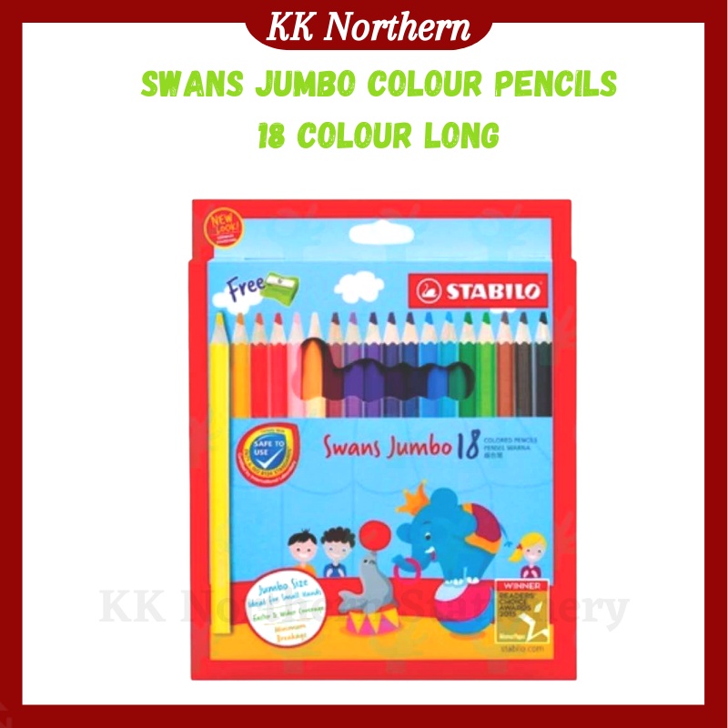 Stabilo Swans Jumbo Colour Pencils Free Sharpener 12 18 24/ Pensel ...