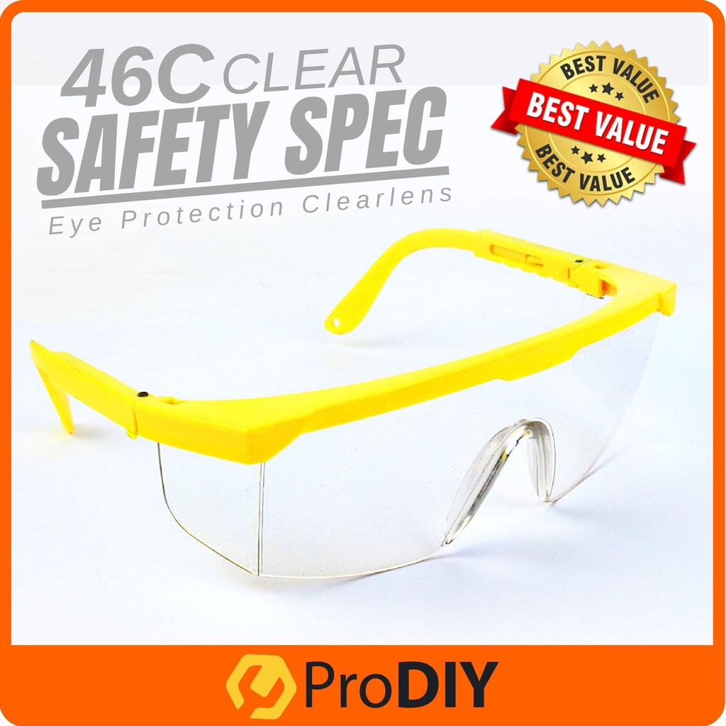 1PCS 46C Clear Glasses Safety Spec Goggles Eye Protection Clearlens ...