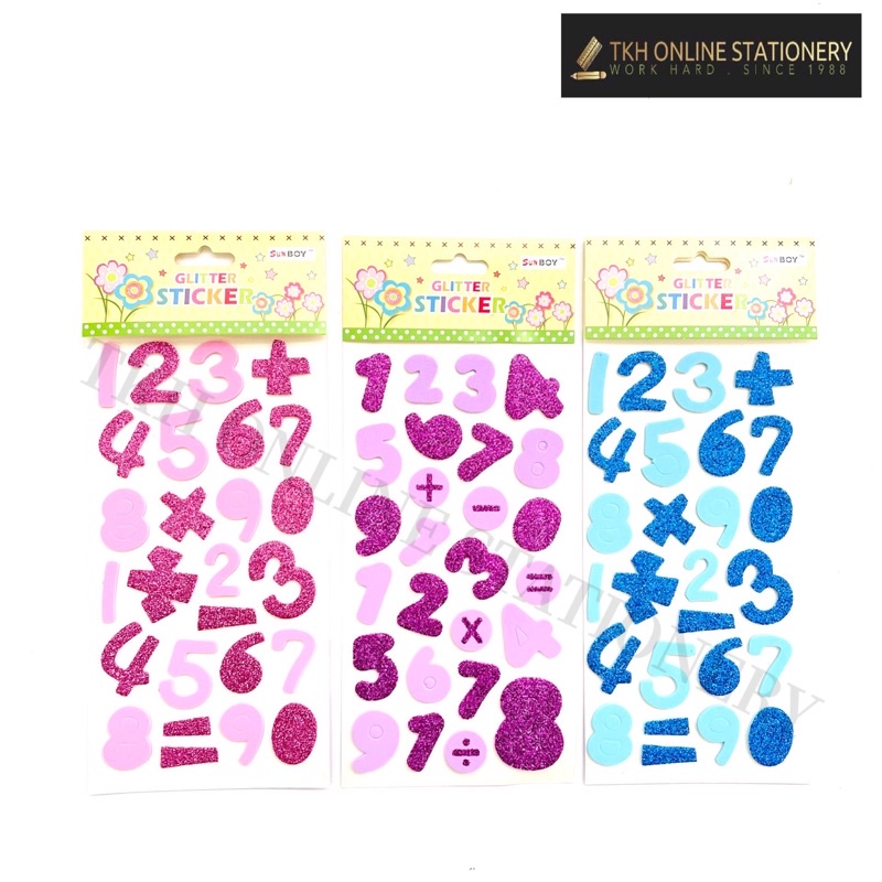 Number Glitter Stickers with Mathematics Symbol/ 数学字母贴纸(1 sheet ...