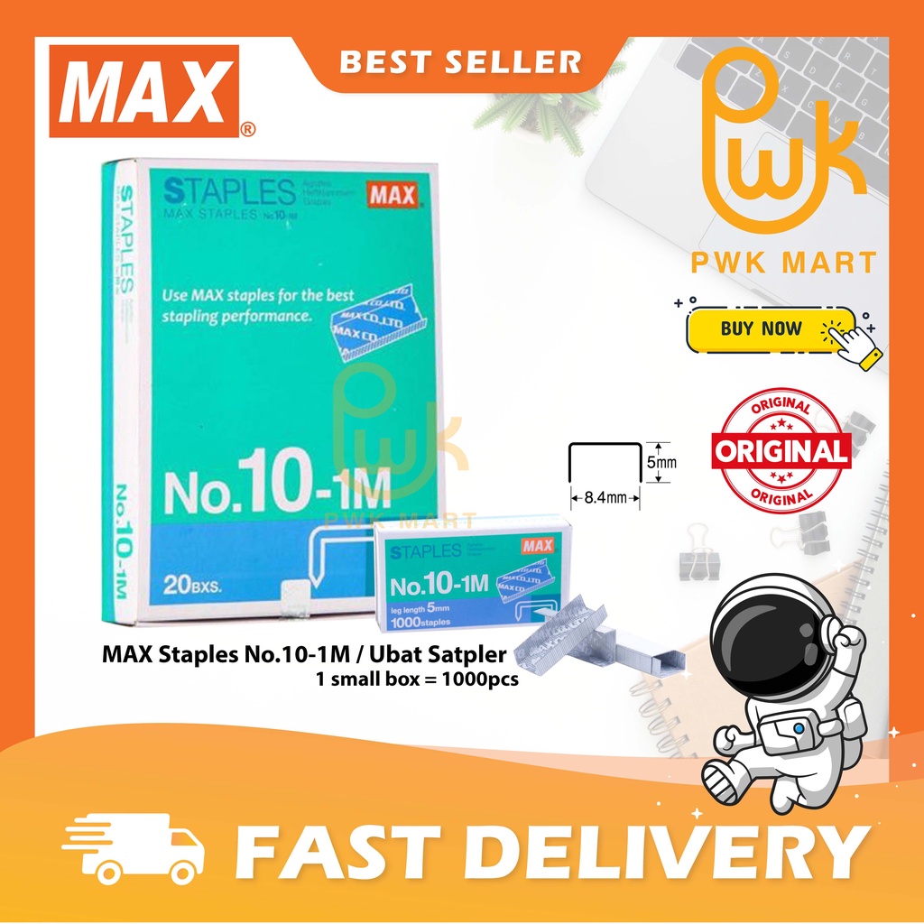 MAX Staples No.10-1M (1 box) / Dawai Kokot / Ubat Stapler (satu kotak ...