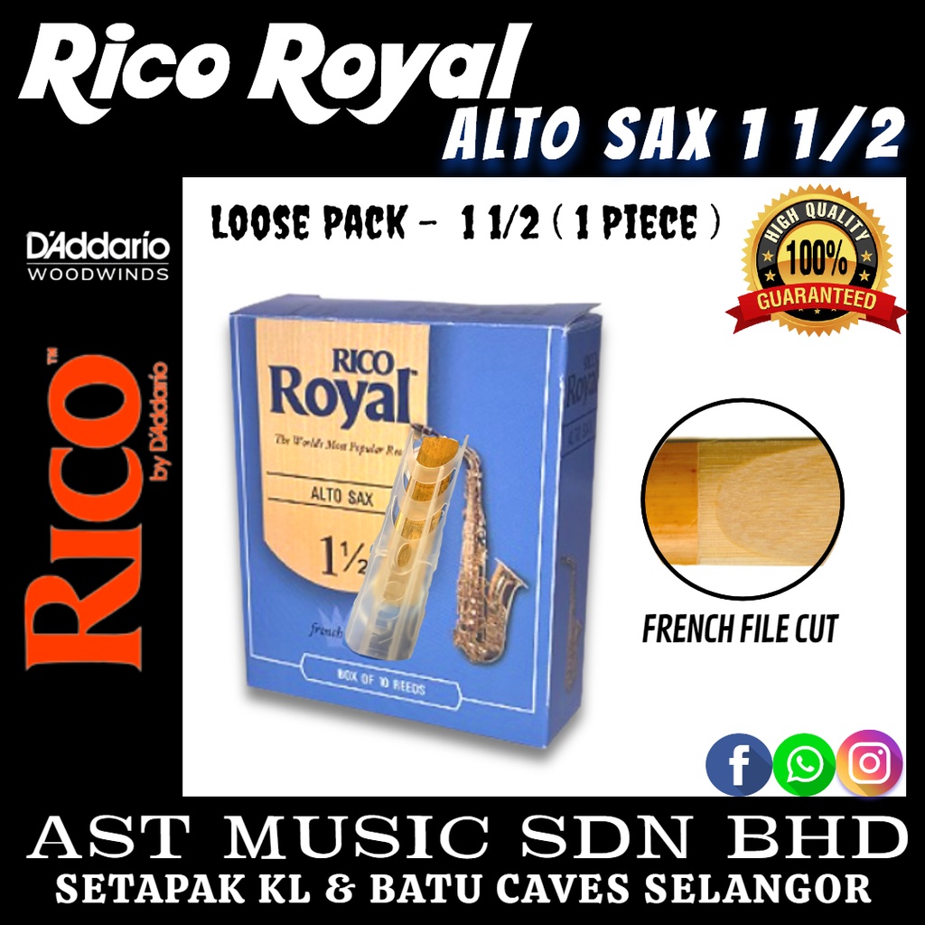 Rico Royal Alto Sax Reeds 1 1/2 ( 1 Piece ) | Shopee Malaysia