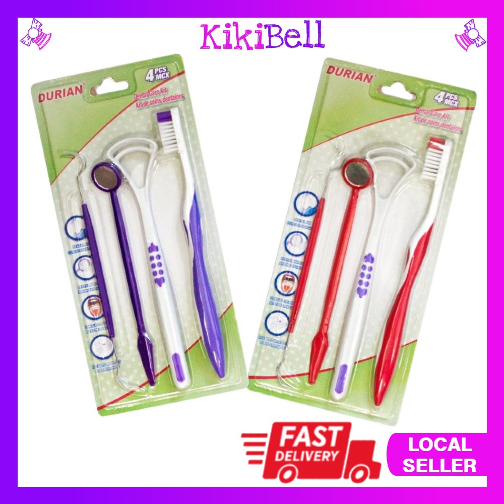 4 Pcs Dental Care Kit Toothbrush Dental Mouth Mirror Tongue Cleanser ...