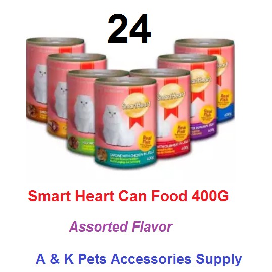 (24TIN) Smart Heart Canned Food 400G/Makanan Kucing Tin Assorted Flavor ...