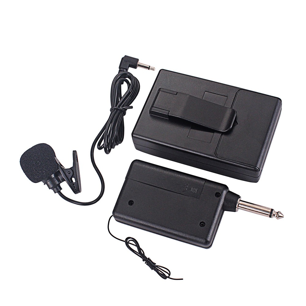 Wireless FM Transmitter Receiver Lavalier Lapel Clip Mic Microphone ...